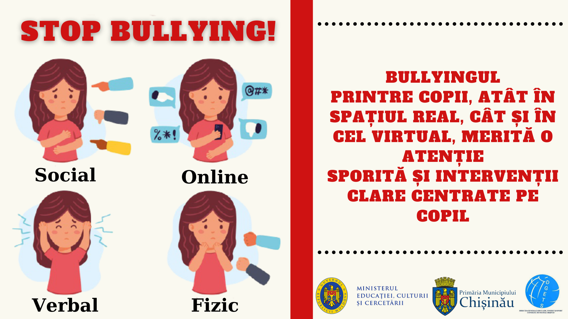 Stop bullying | Direcția Educație Ciocana